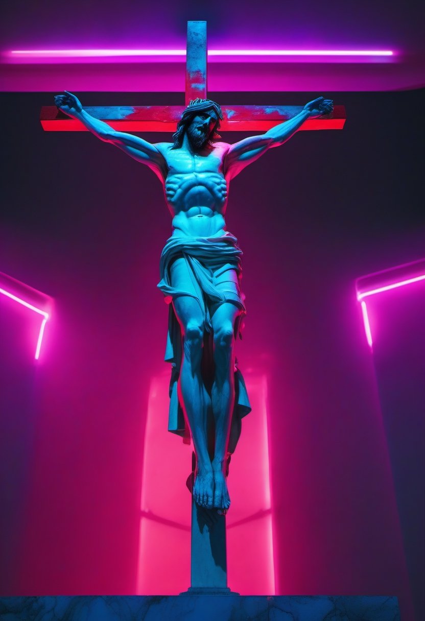 Cyberpunk Jesus and Buddha | image created by NobodyButMeow | Tensor.Art