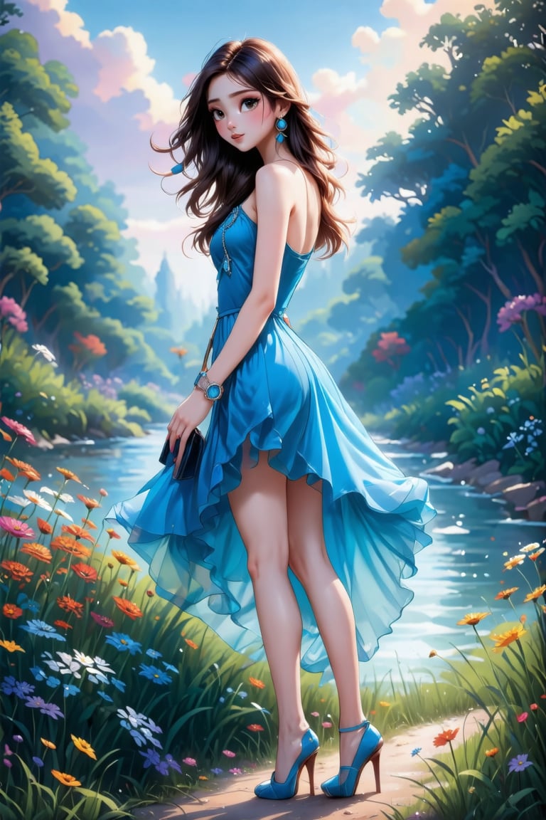 A stunning girl stands solo, h | image created by TDN-M | Tensor.Art