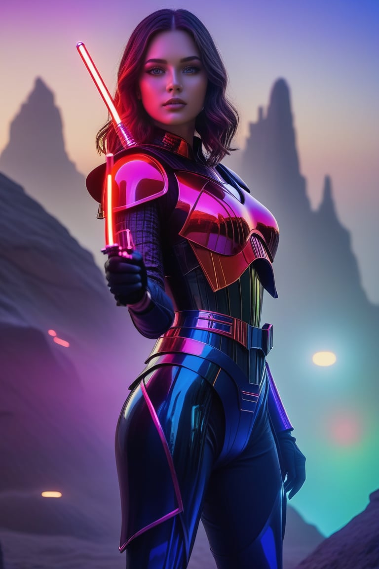 A woman clad in Darth Vader ar | image created by MyDragoos | Tensor.Art