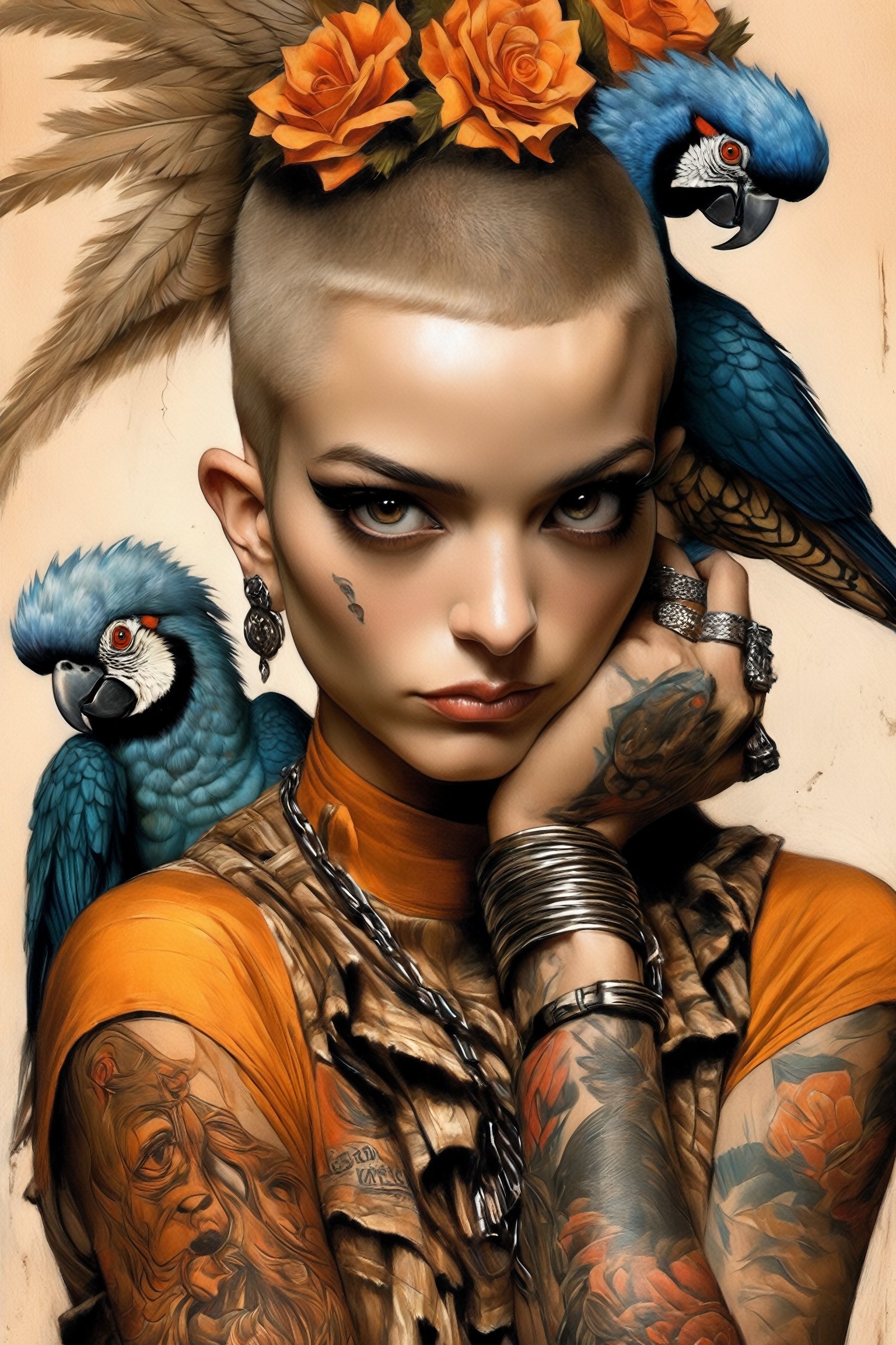 Little punk rock tattoo chick. | image created by Tavitaniko | Tensor.Art