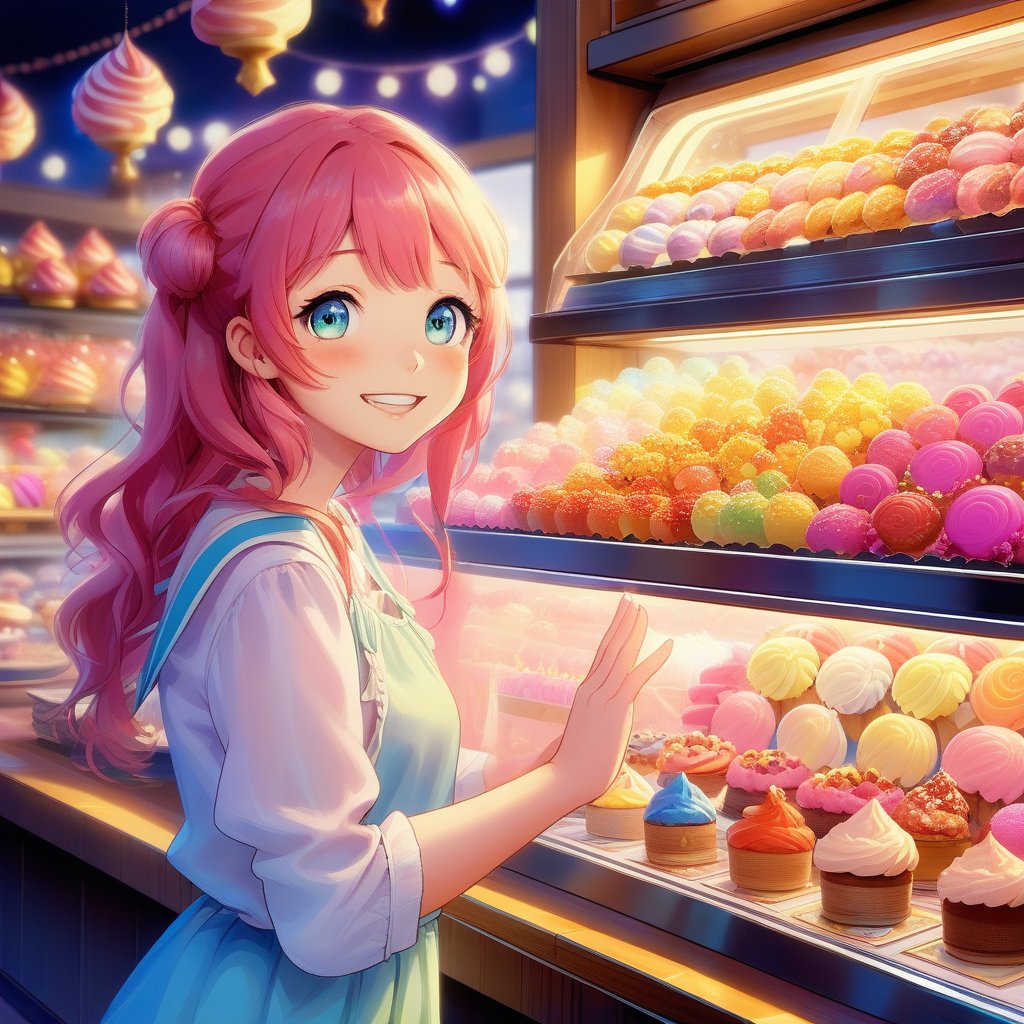 A vibrant anime girl with spar | image created by Phantazia | Tensor.Art