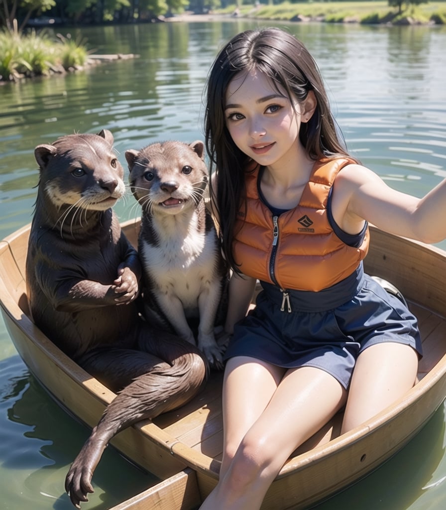 Girl on a boat with Otters (Se | image created by Whimsical Artist ...