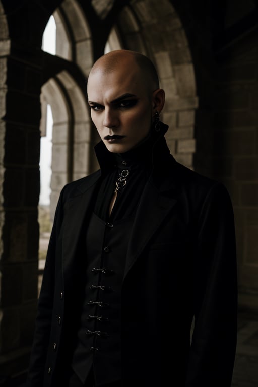 A Polish gothic man with bald | image created by Devlon Zombie | Tensor.Art