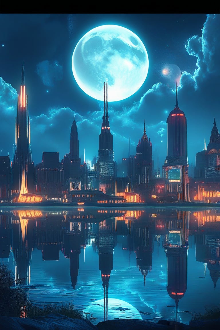 futuristic city skyline | image created by doorskim | Tensor.Art