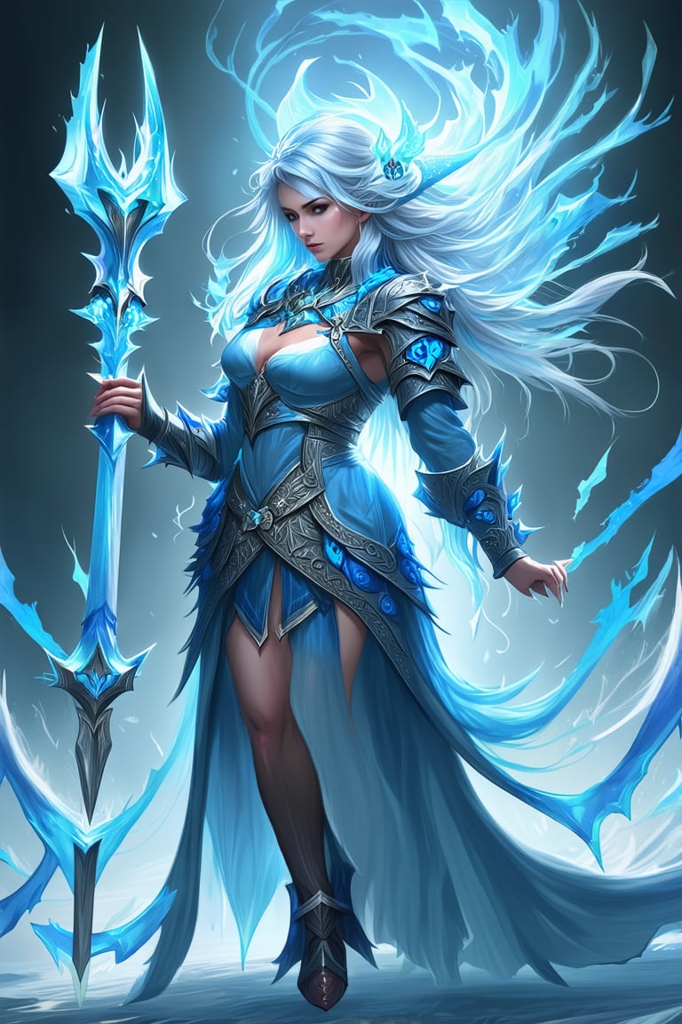 a beautiful ice magic sorceres | image created by EclipseKww | Tensor.Art