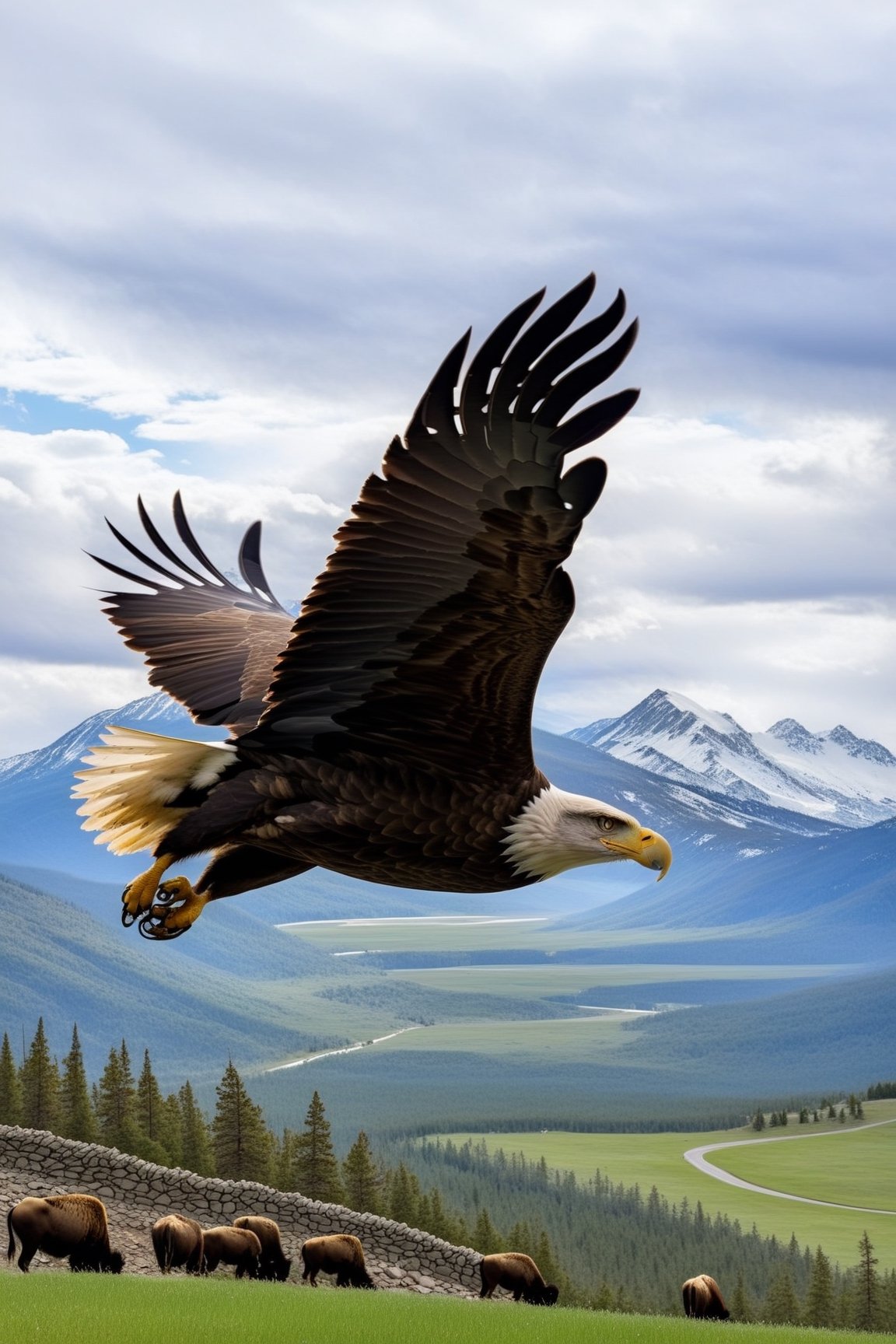 eagle in Yellowstone (1/3) | image created by EclipseKww | Tensor.Art