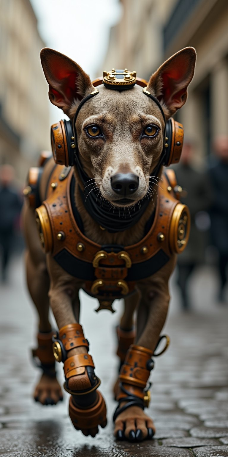 A steampunk art cyborg dog wit | image created by Kennydead | Tensor.Art