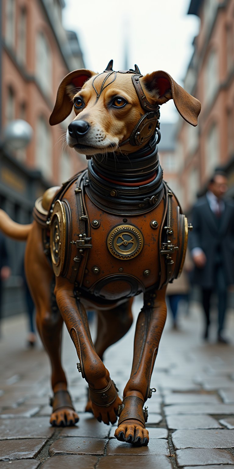 A steampunk art cyborg dog wit | image created by Kennydead | Tensor.Art