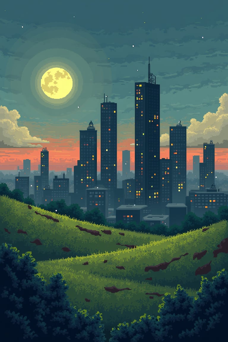 pixel art, a huge hilly field | image created by user ...