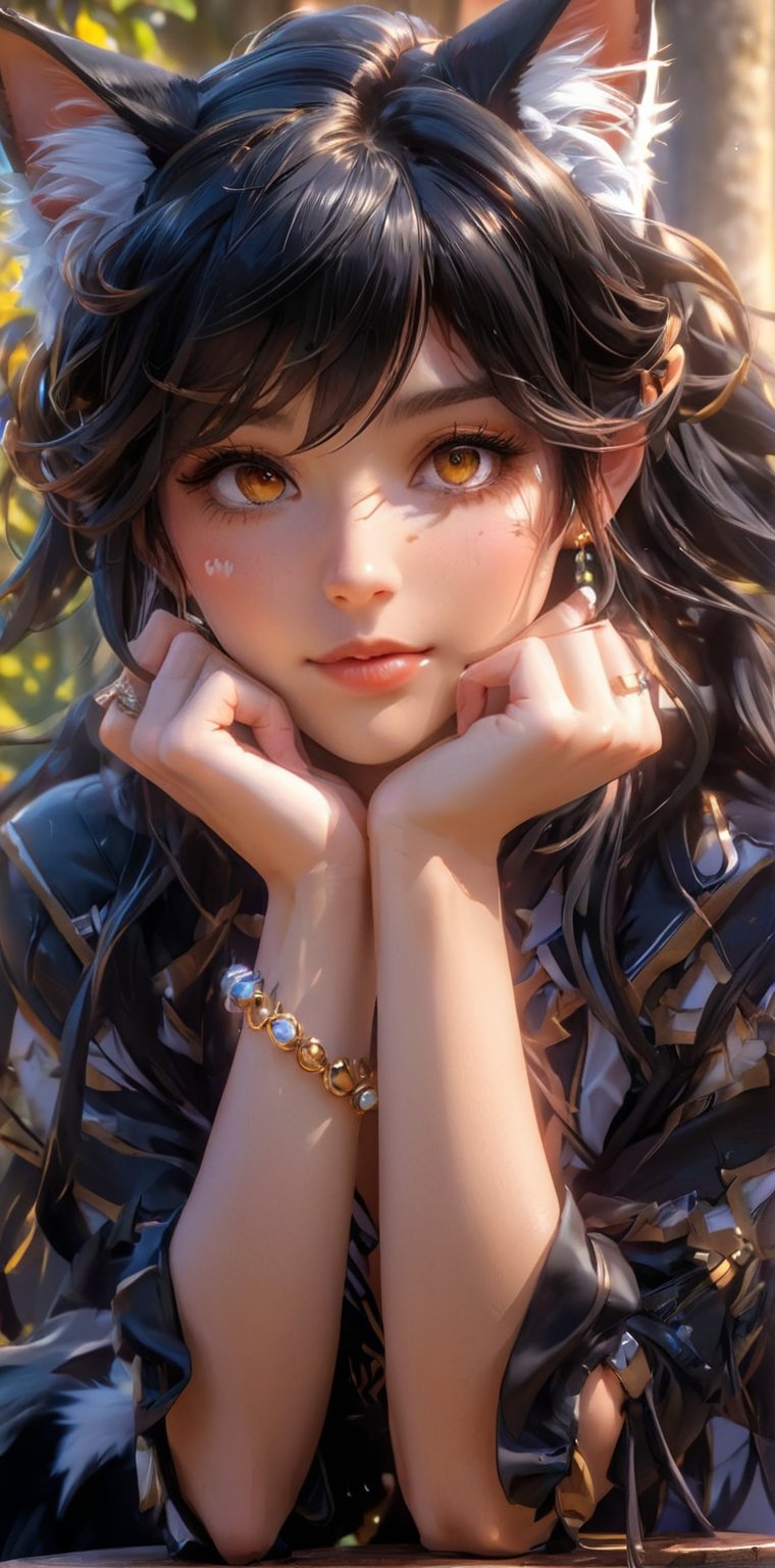 A majestic Miqo'te maiden sits | image created by lingko | Tensor.Art
