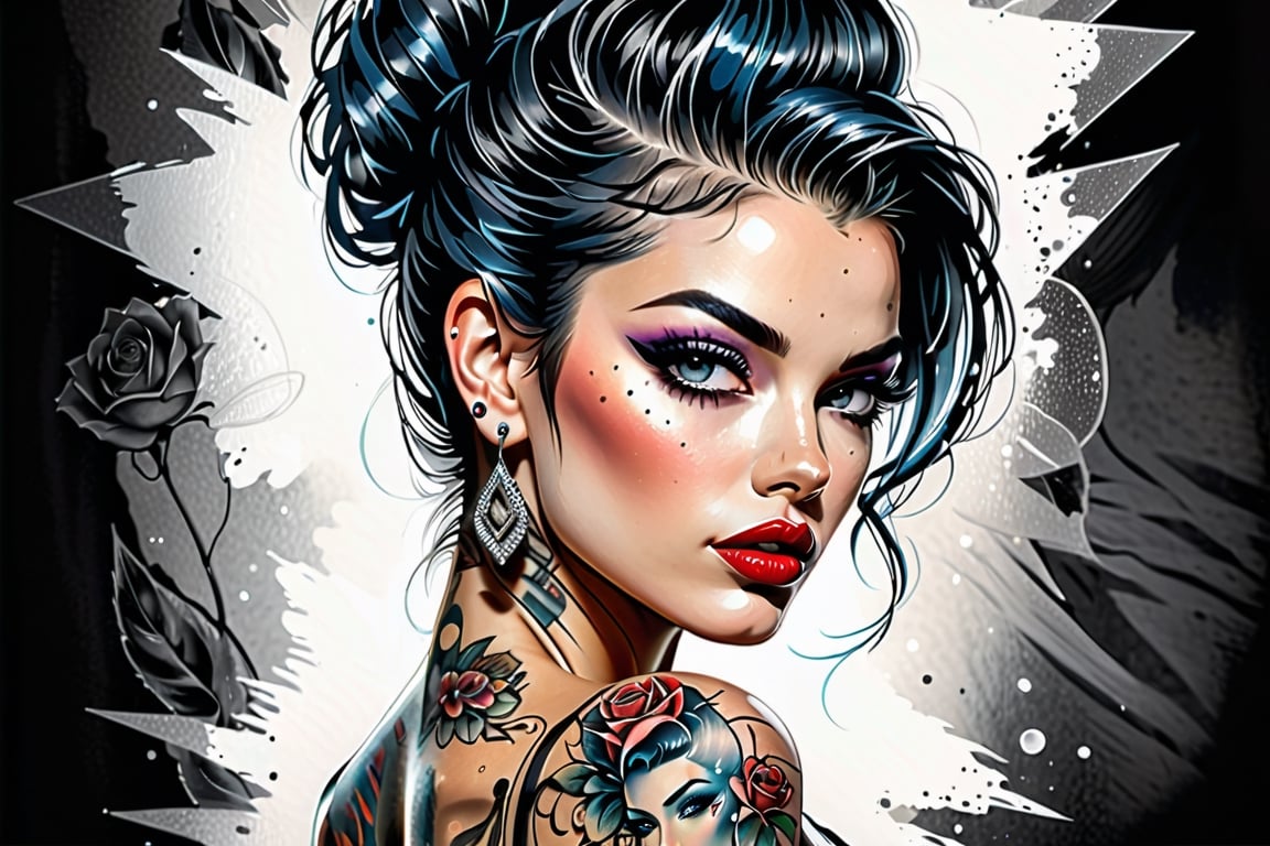 Tattoo sketch, by enki bilal, | image created by fantomas | Tensor.Art