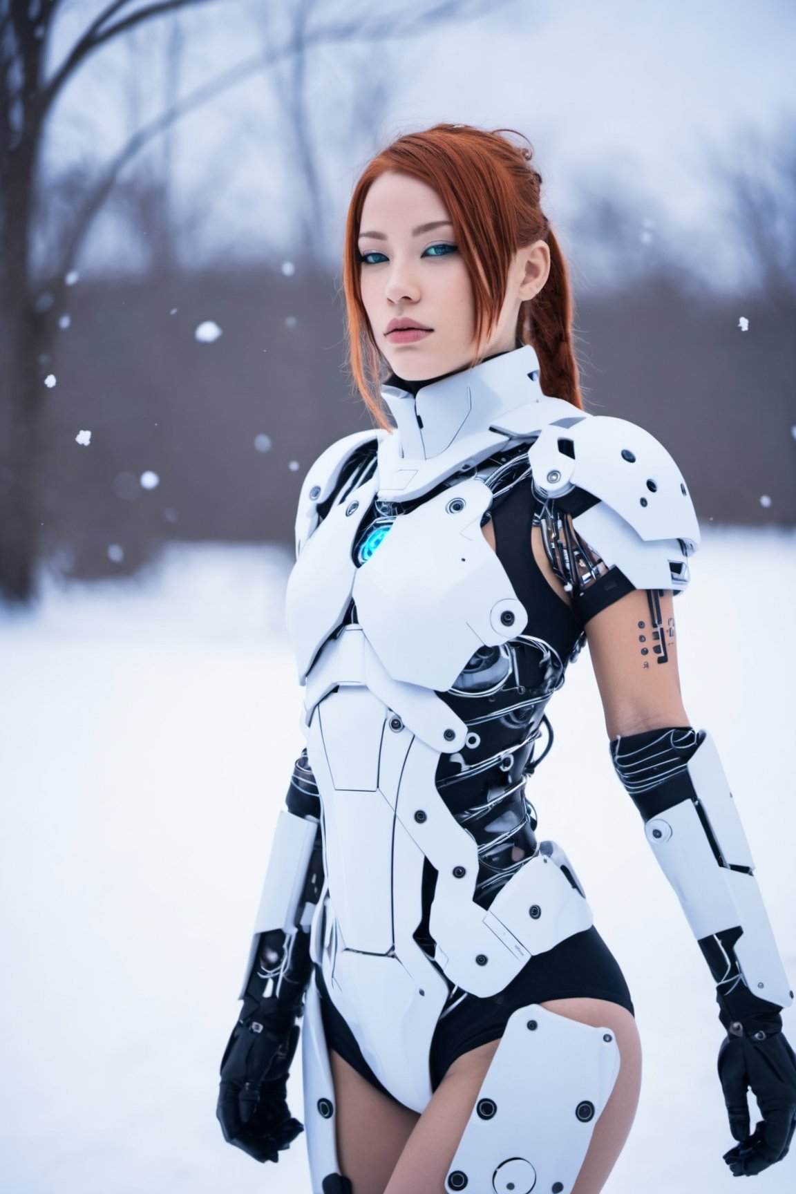 cyborg girl in the snow | image created by hannas | Tensor.Art
