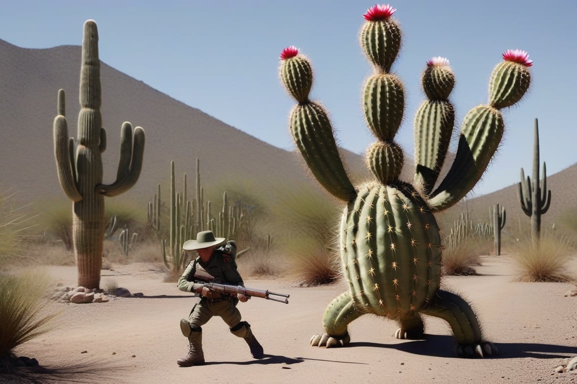 Ejercito de cactus con patas y | image created by Fabiola | Tensor.Art