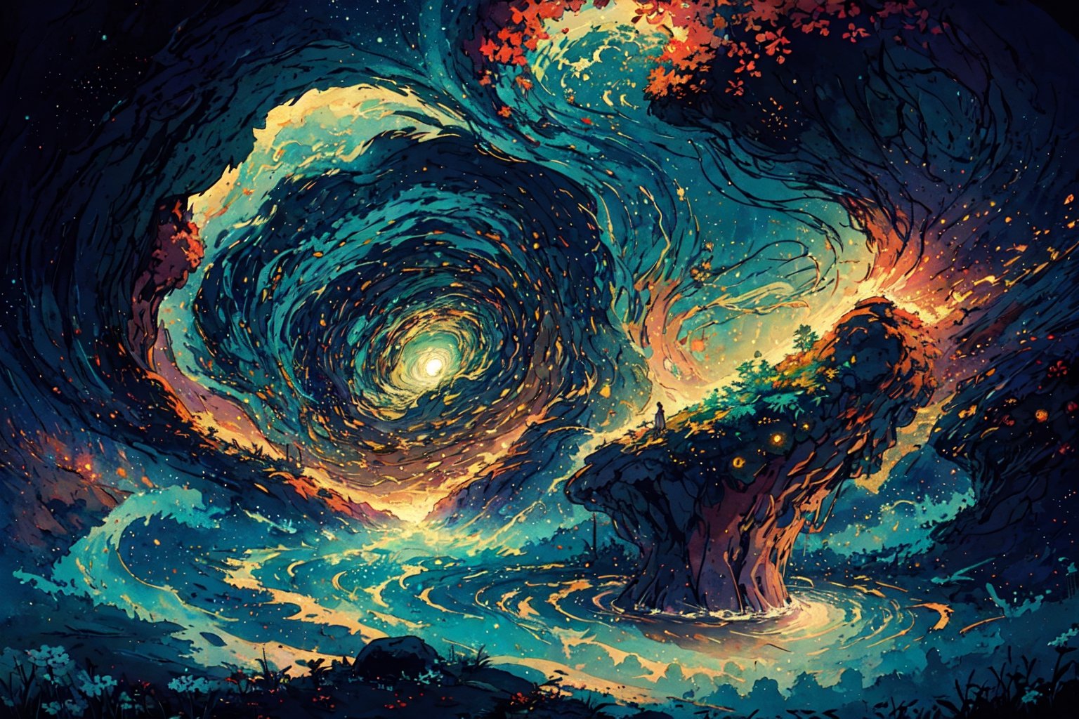 A whimsical swirling vortex of | image created by 靜川湊 | Tensor.Art