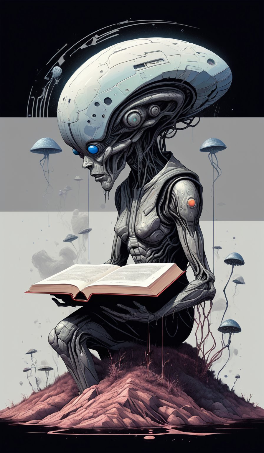 Humanoid reading a book = lXl | image created by Sadal | Tensor.Art