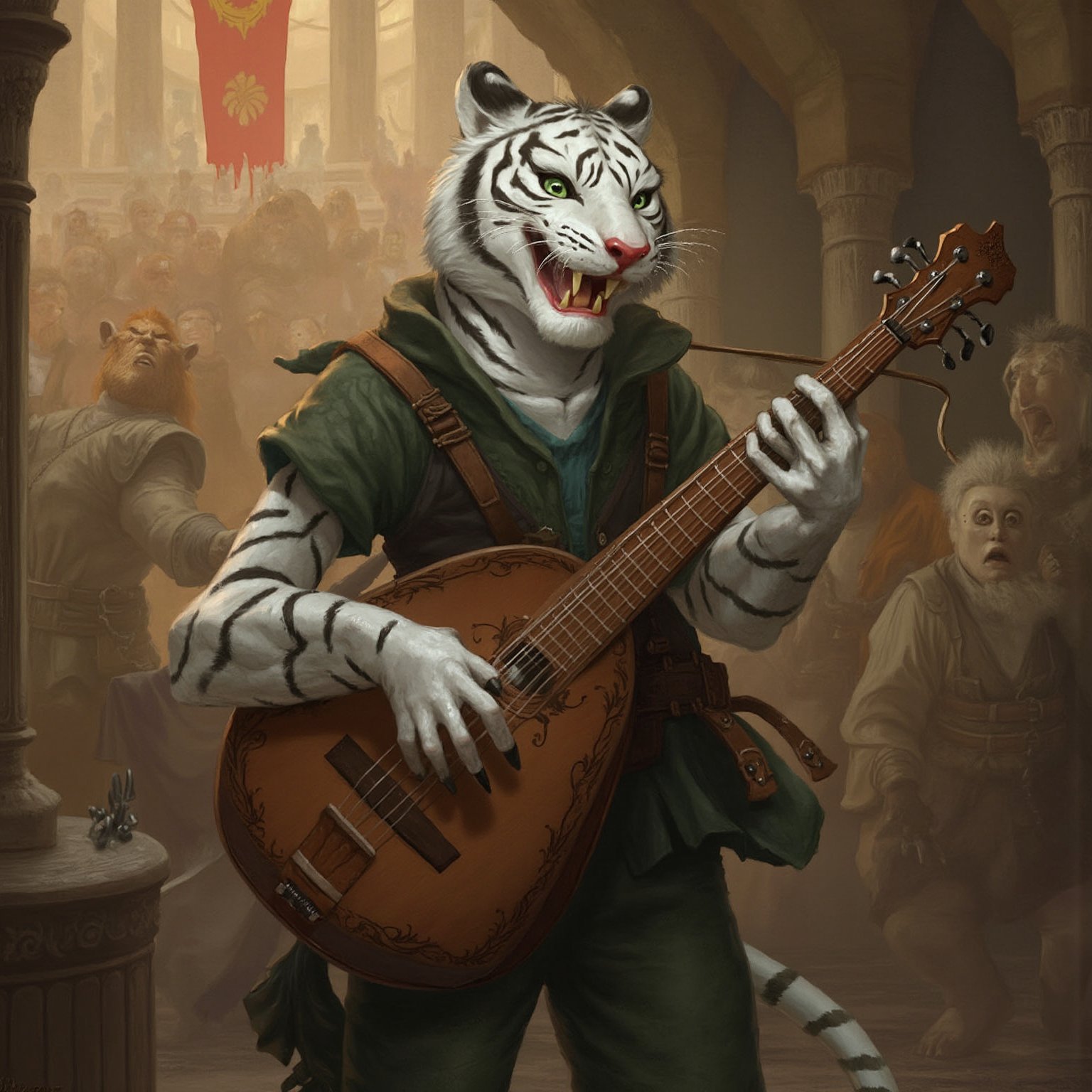#FLUX D&D Tabaxi bard entertai | image created by Narasimvah | Tensor.Art