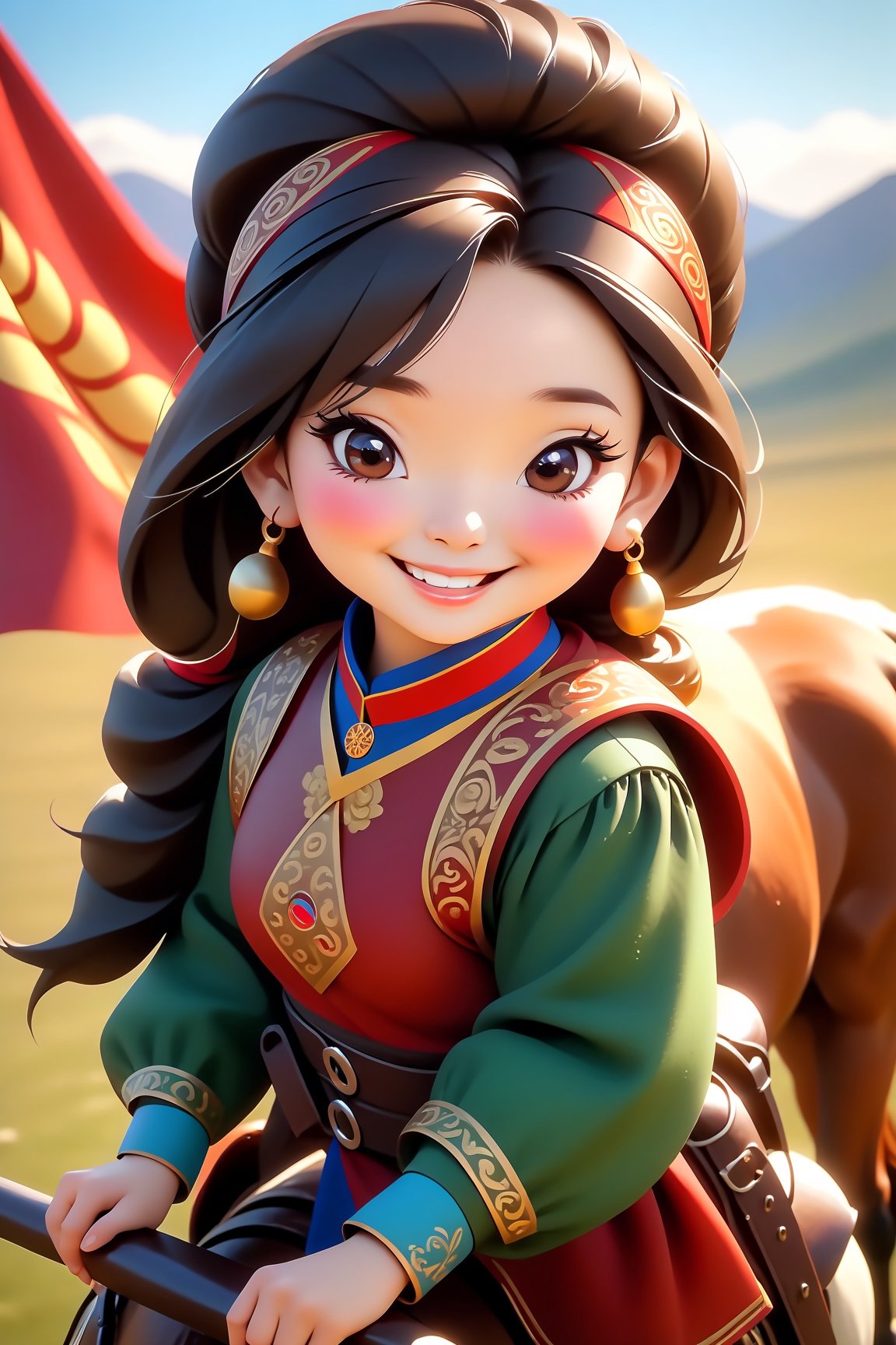 A cute Mongolian boy and girl | image created by CuteAni3D | Tensor.Art