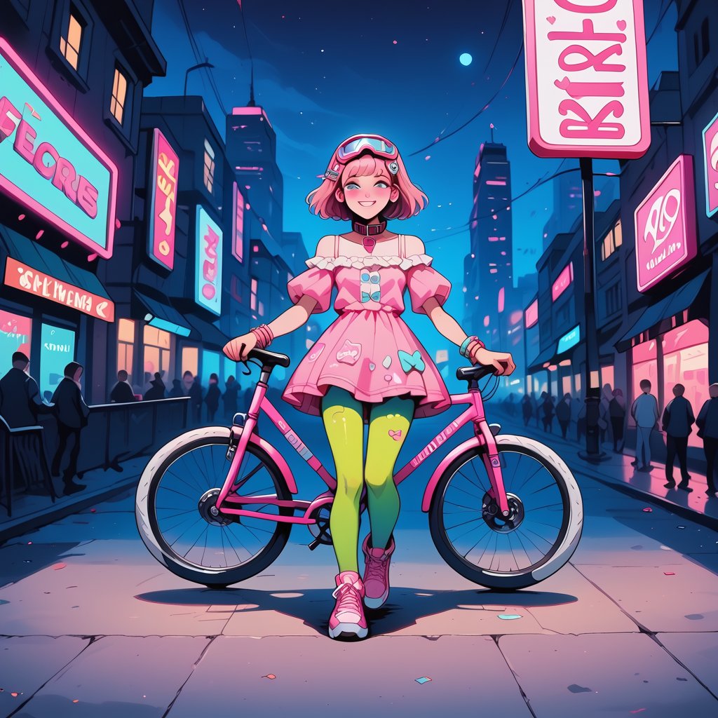 bike ride through the city at | image created by Shmuuuuuuler | Tensor.Art