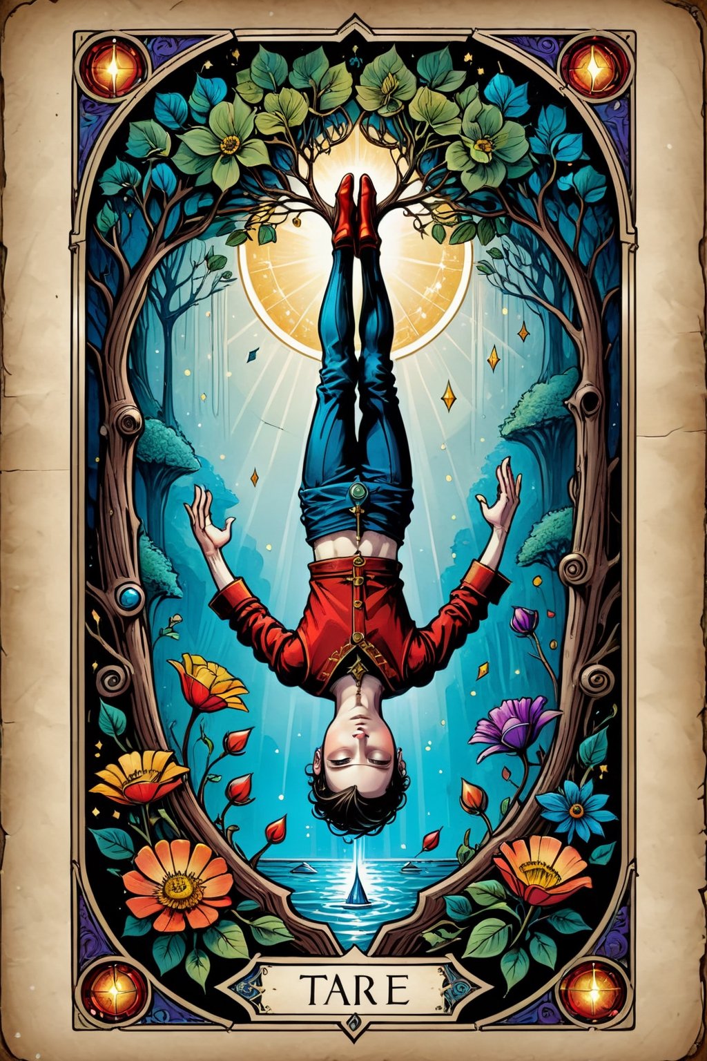 The Hanged Man - Tarot Card Se | image created by PainkillAH | Tensor.Art