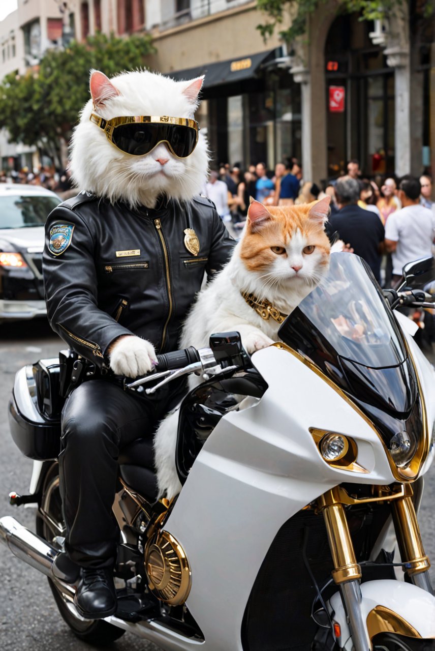 Cop Cat and his friends | image created by Claouate | Tensor.Art