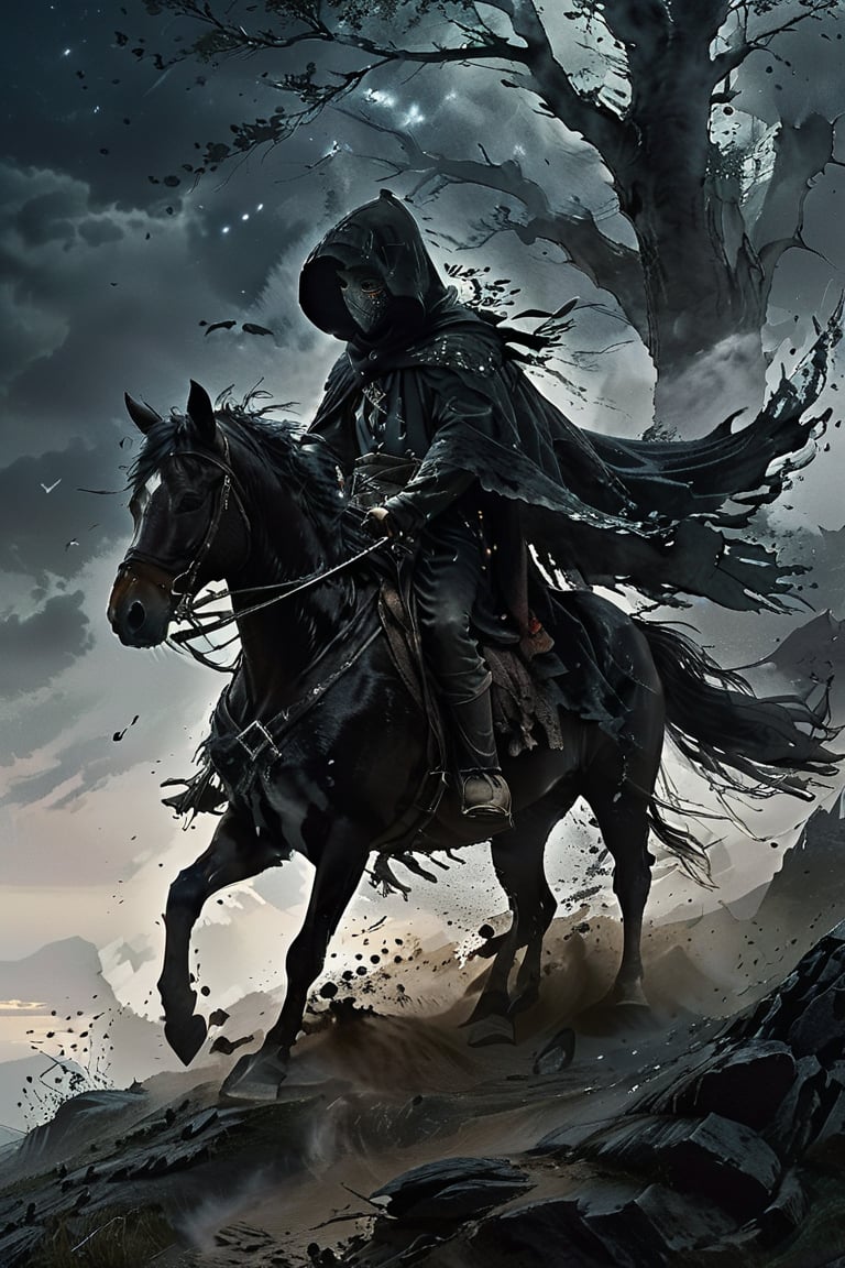 A lone boy, clad in a dark hoo | image created by 5tips | Tensor.Art