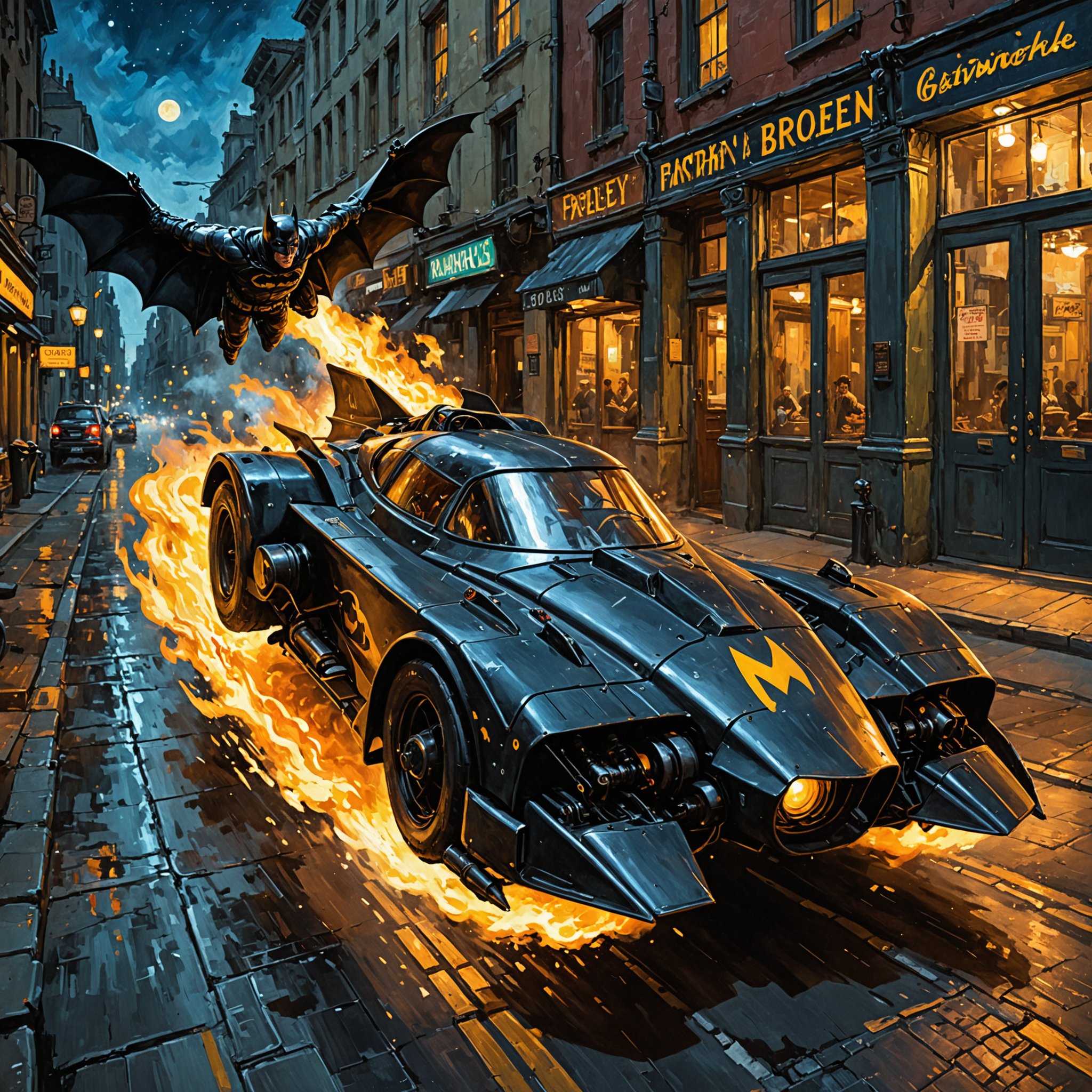 Batmobile on fire, prompts gon | image created by user ...