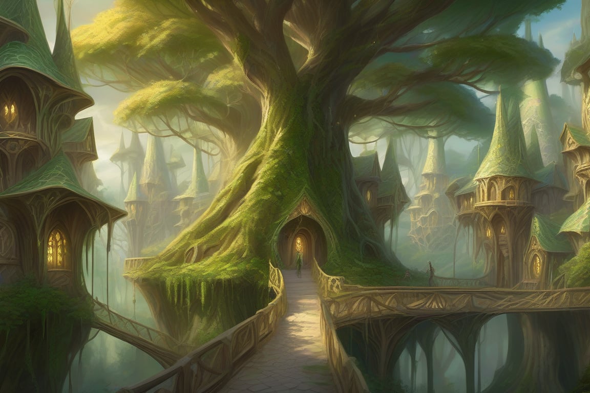 Elven city concept | image created by honeysmoothie | Tensor.Art
