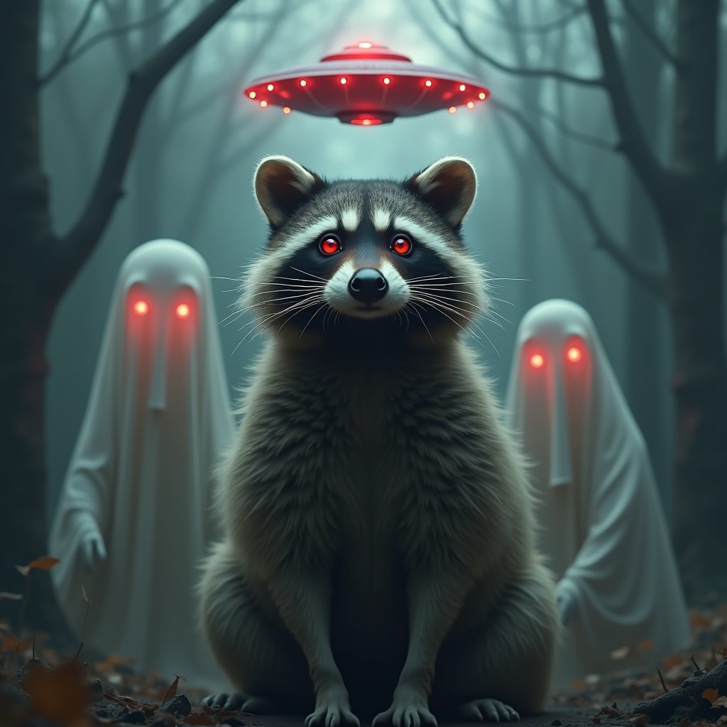 Racoon , ghost, ufo | image created by Cococoffee9700 | Tensor.Art