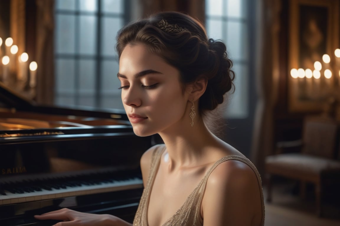 beautiful pianist practice mus | image created by user ...