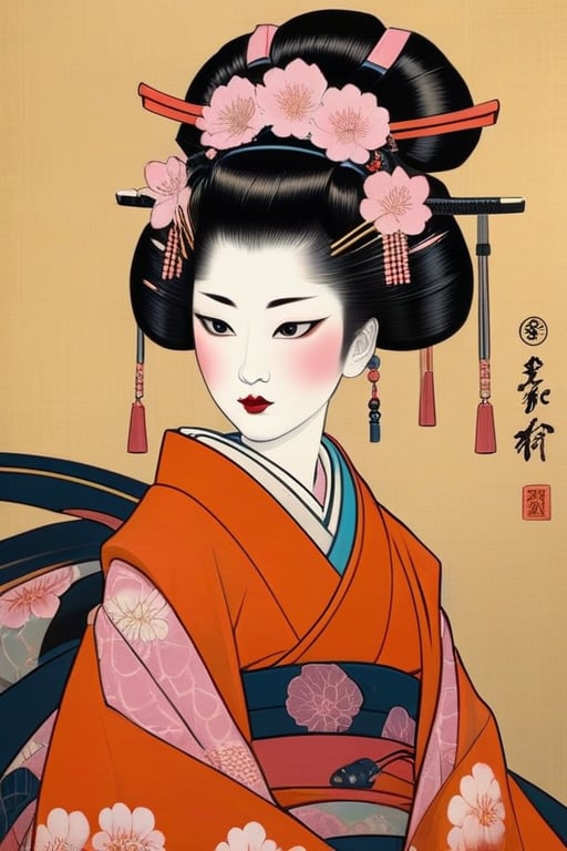 masterpiece, Oiran, beautiful, | image created by user ...