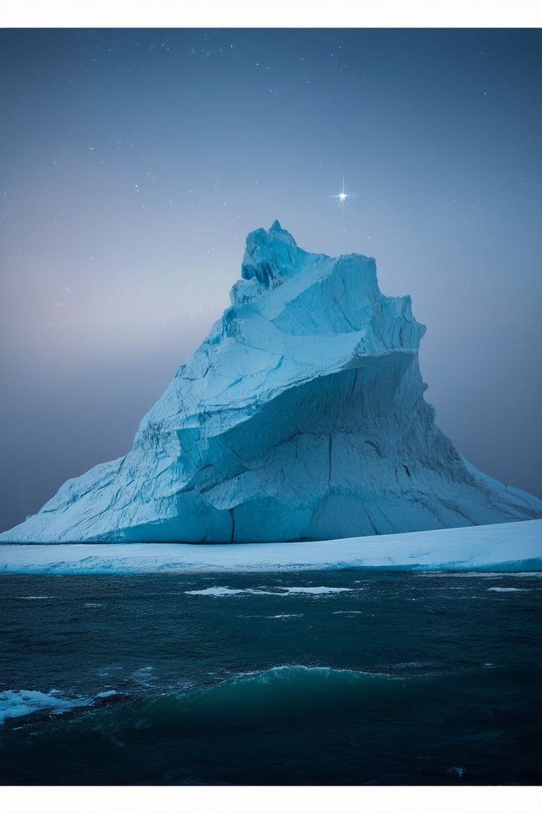 A majestic iceberg rises from | image created by Roger Haley | Tensor.Art
