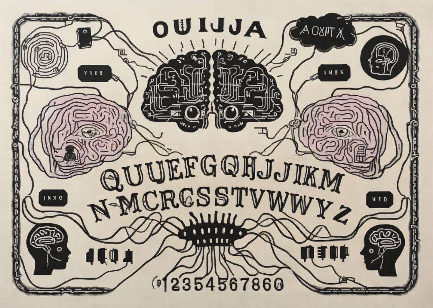 ouija , a drawing of a brain w | image created by | Tensor.Art
