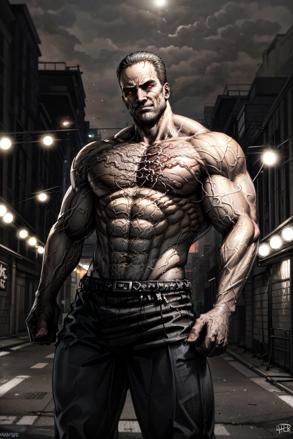 1boy, abs, biceps, black hair, | image created by | Tensor.Art
