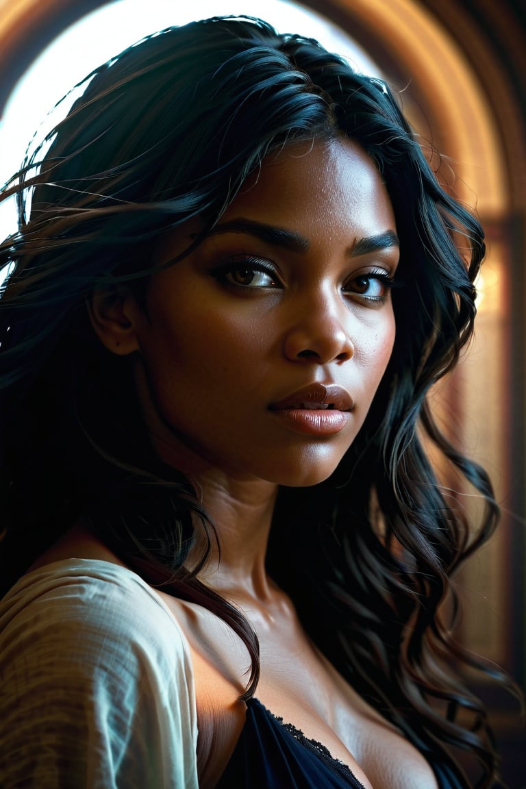 Beautiful dark woman, Art by a | image created by | Tensor.Art