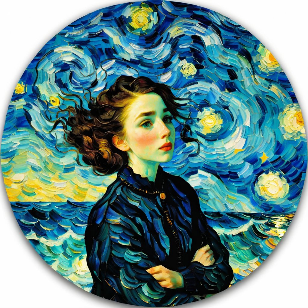 ,Circle, 1 girl, portrait, sea | image created by | Tensor.Art