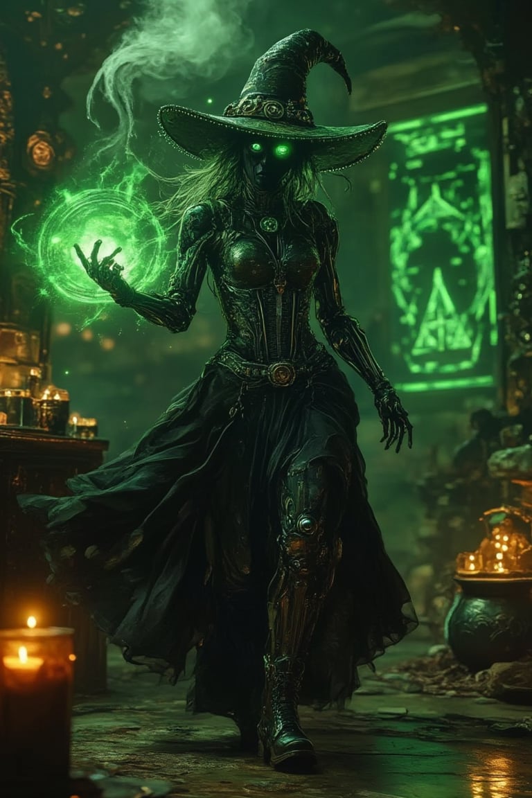 Imagine a **robotic witch**, a | image created by Art spain | Tensor.Art