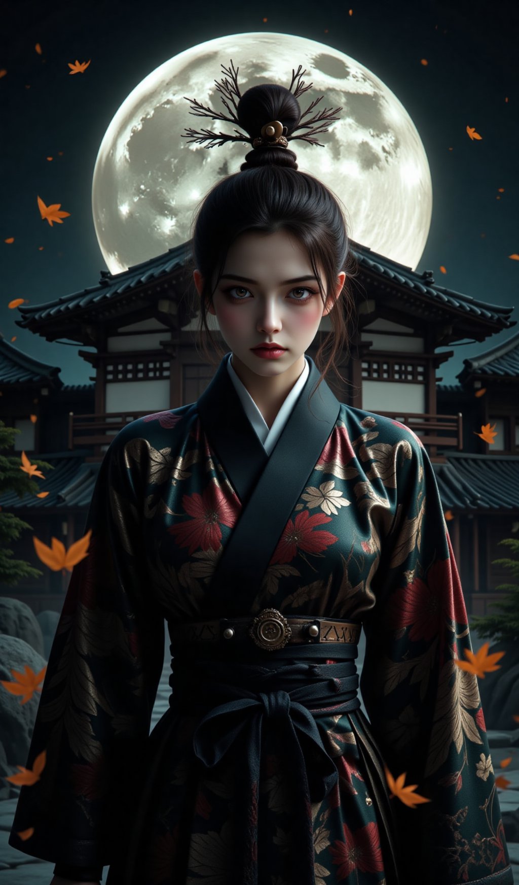 Angry girl, wearing a samurai | image created by BooAImagery | Tensor.Art