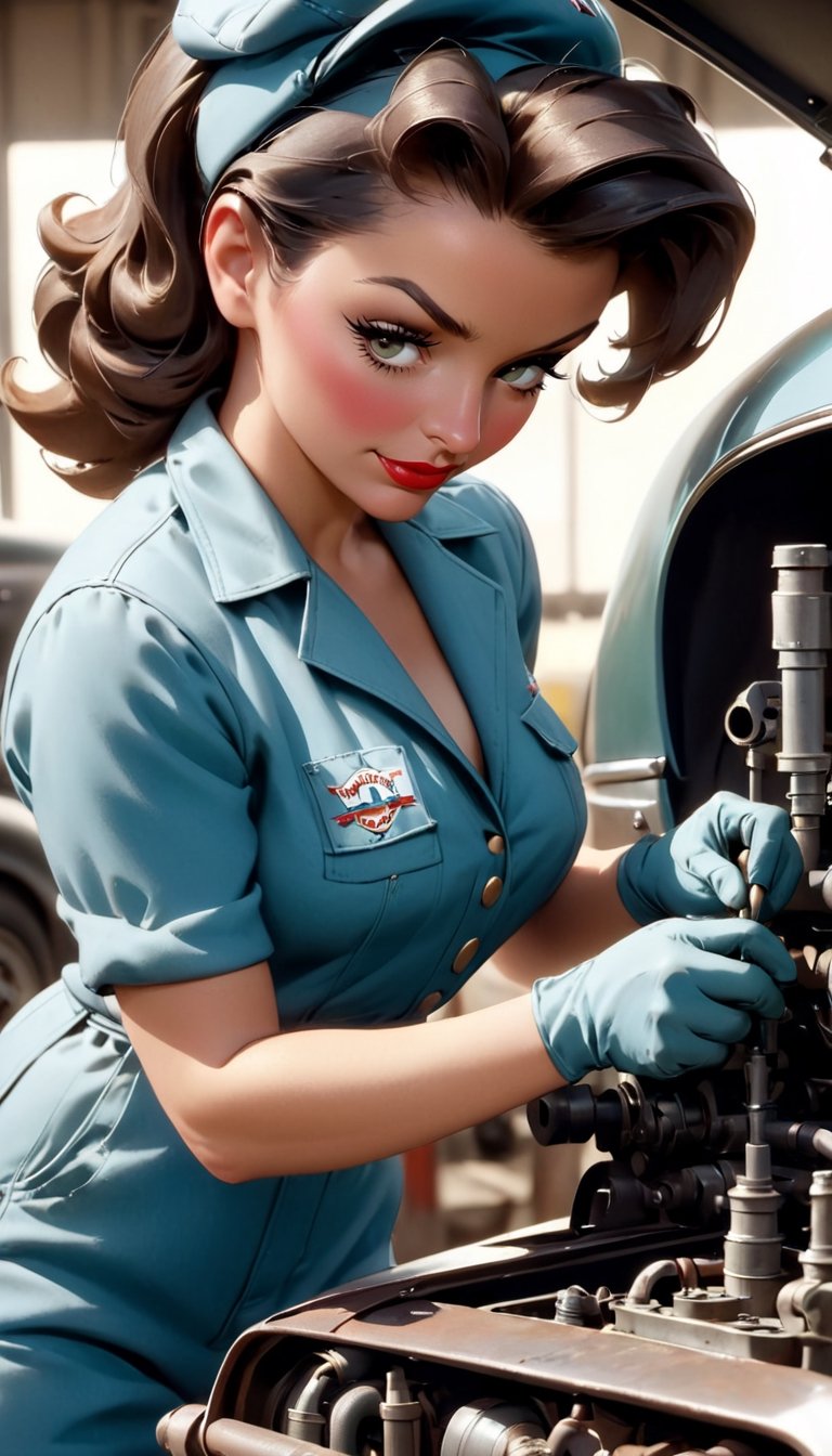 1950s mechanic working model | image created by BooAImagery | Tensor.Art