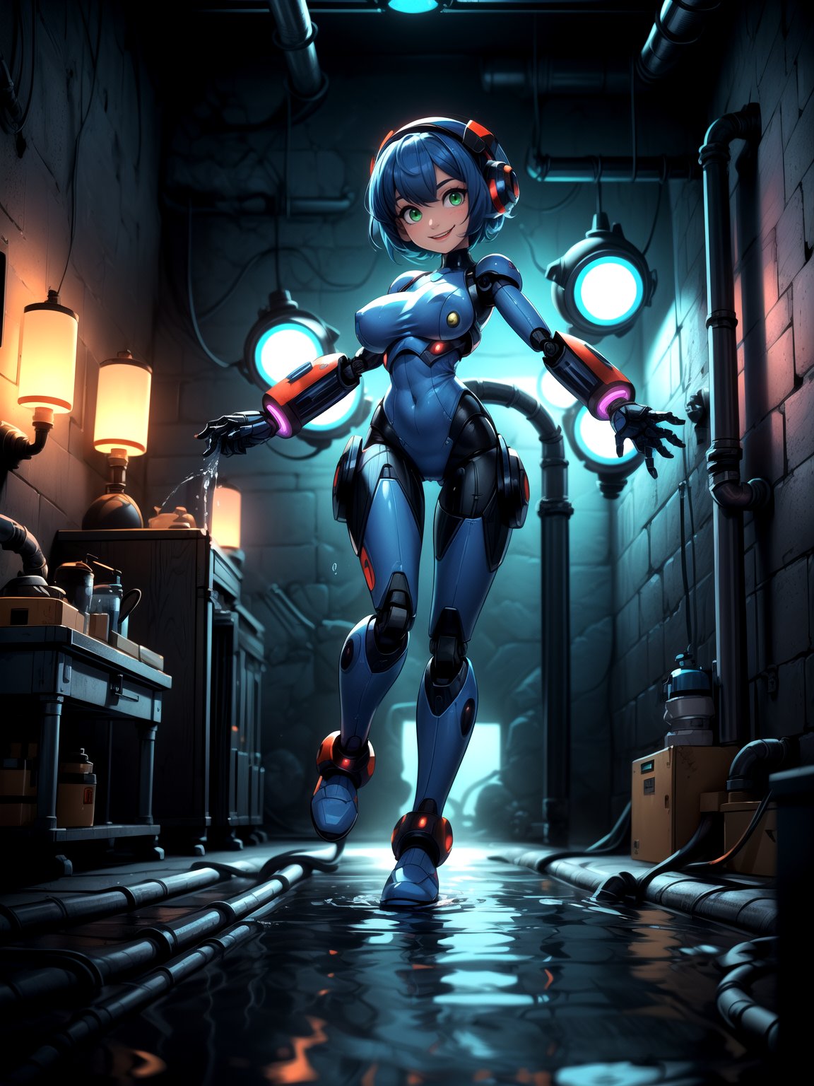 A woman in the Megaman-X unive | image created by Banker | Tensor.Art