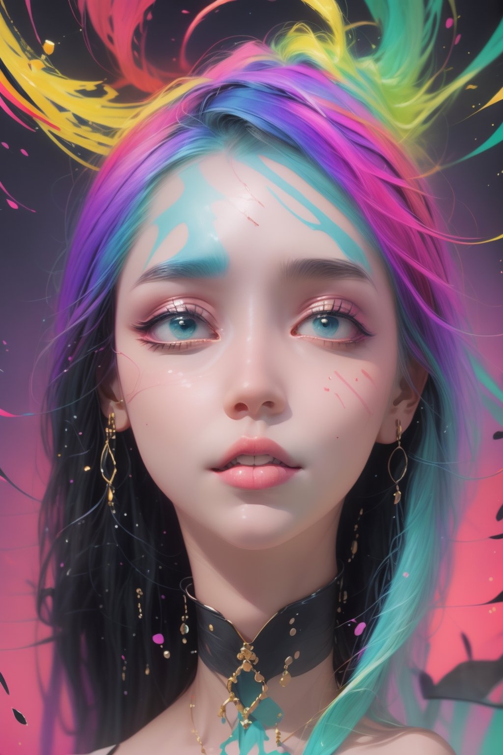 a drawing of a woman with colo | image created by santibaigo | Tensor.Art