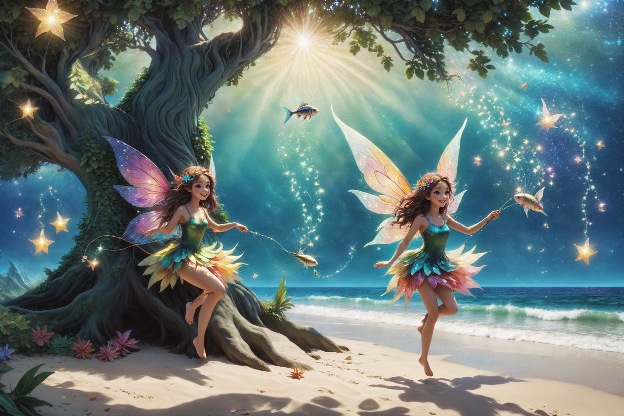 Fairies fishing on the beach | image created by FutureFemPhysique ...