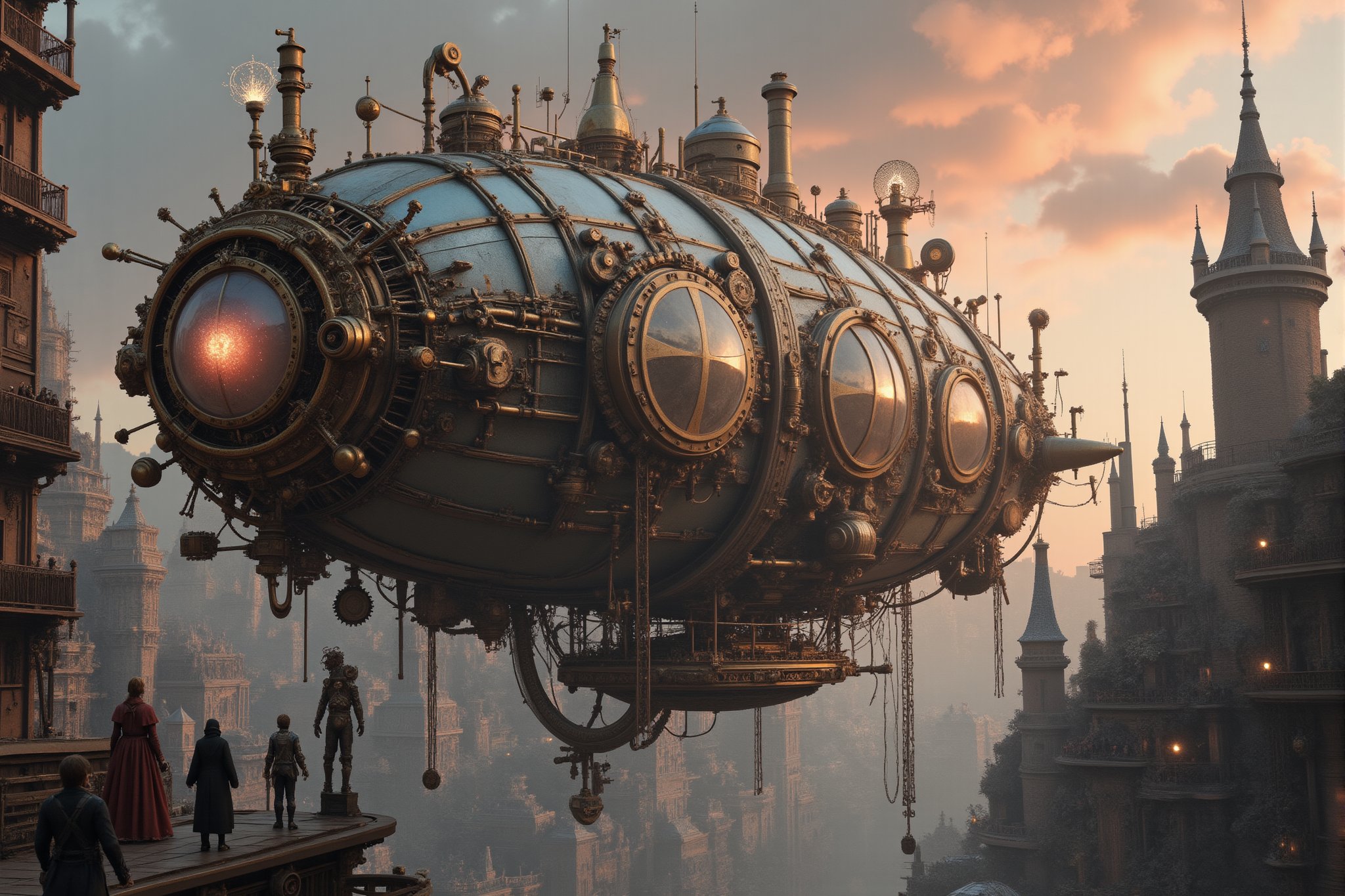 A magnificent steampunk airshi | image created by Emjay | Tensor.Art