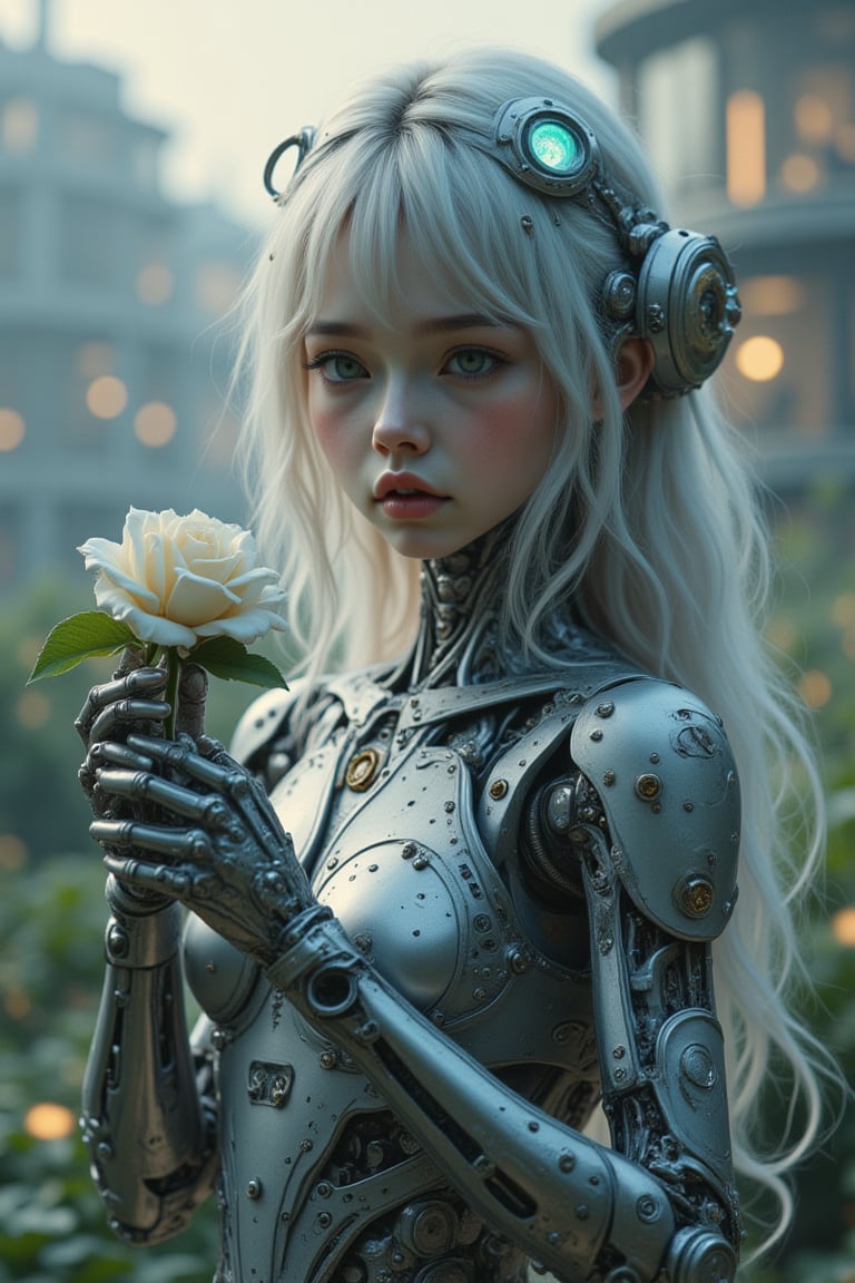 "A mesmerizing cyborg girl sta | image created by Emjay | Tensor.Art