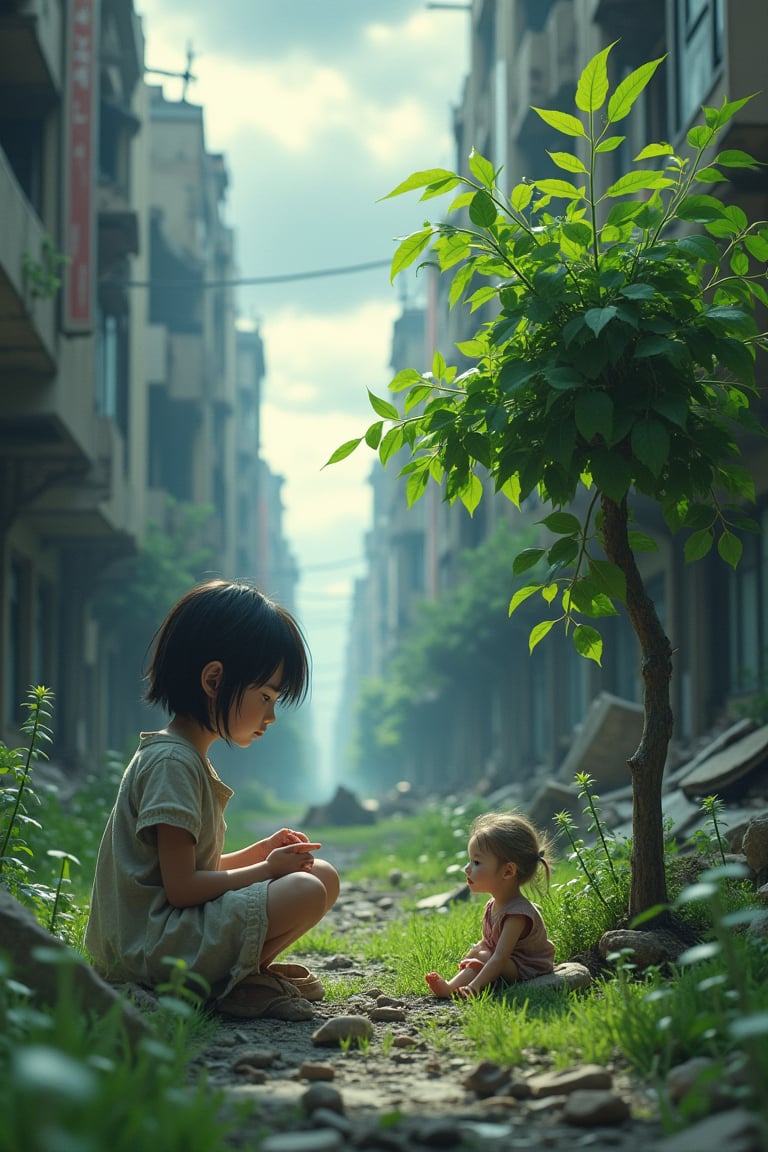 In a dystopian city ravaged by | image created by Emjay | Tensor.Art