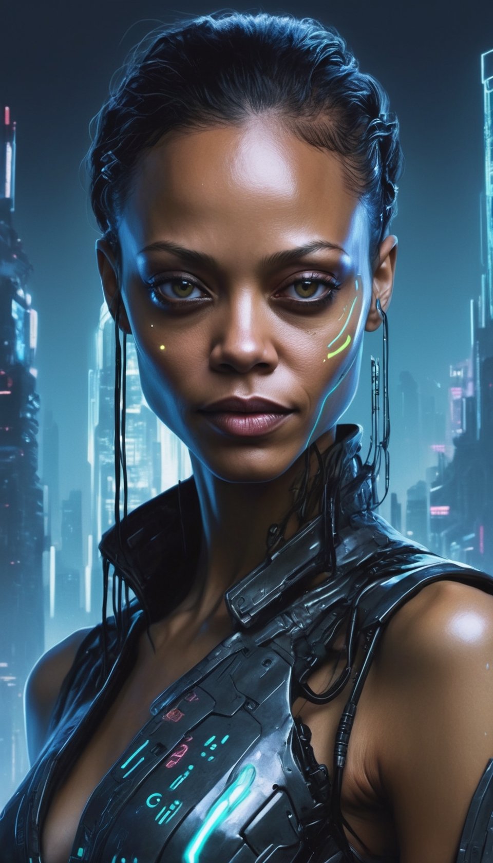 Zoe Saldana: Cyberpunk Icon: P | image created by SimX0791 | Tensor.Art