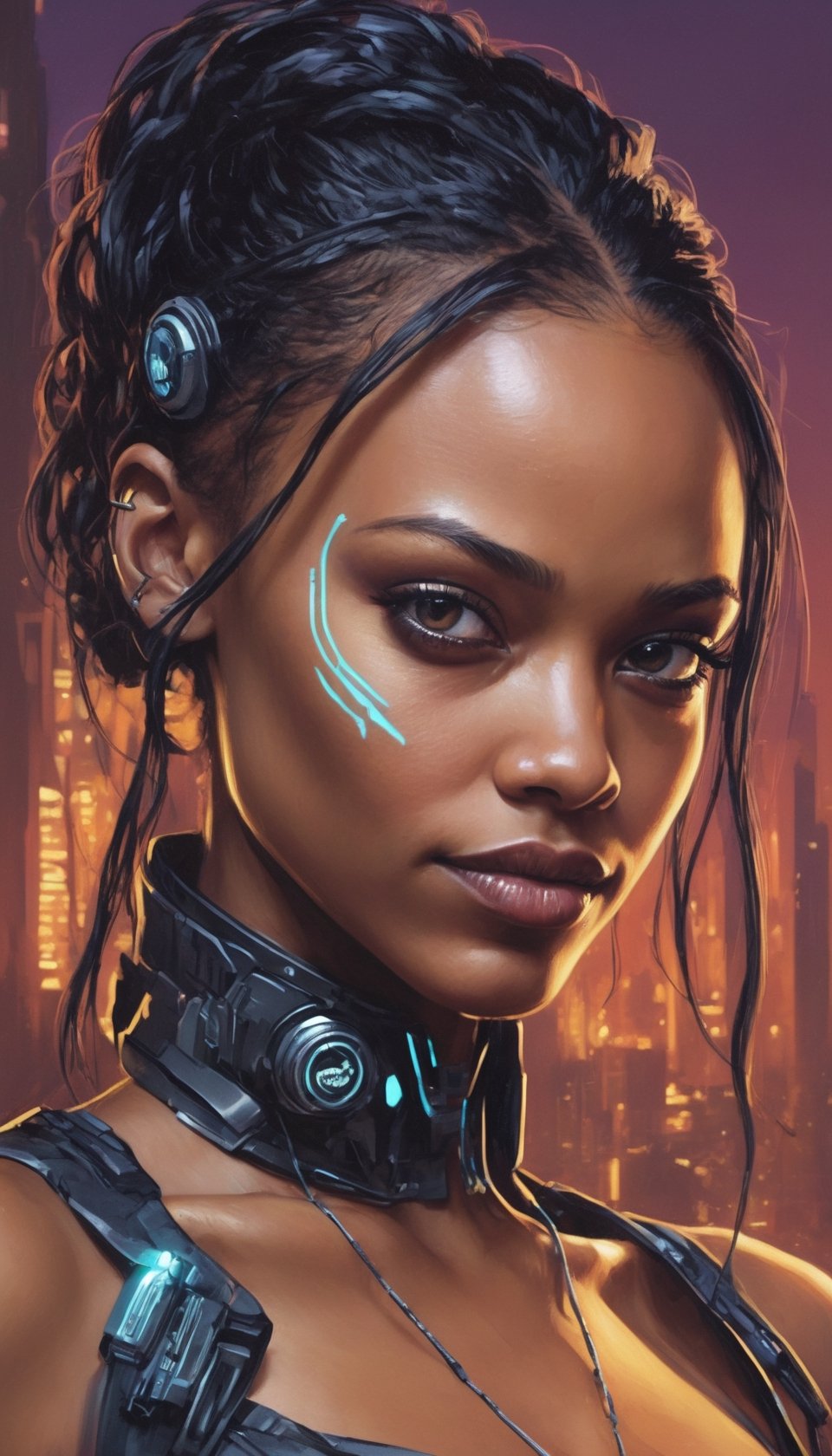 Zoe Saldana: Cyberpunk Icon: P | image created by SimX0791 | Tensor.Art