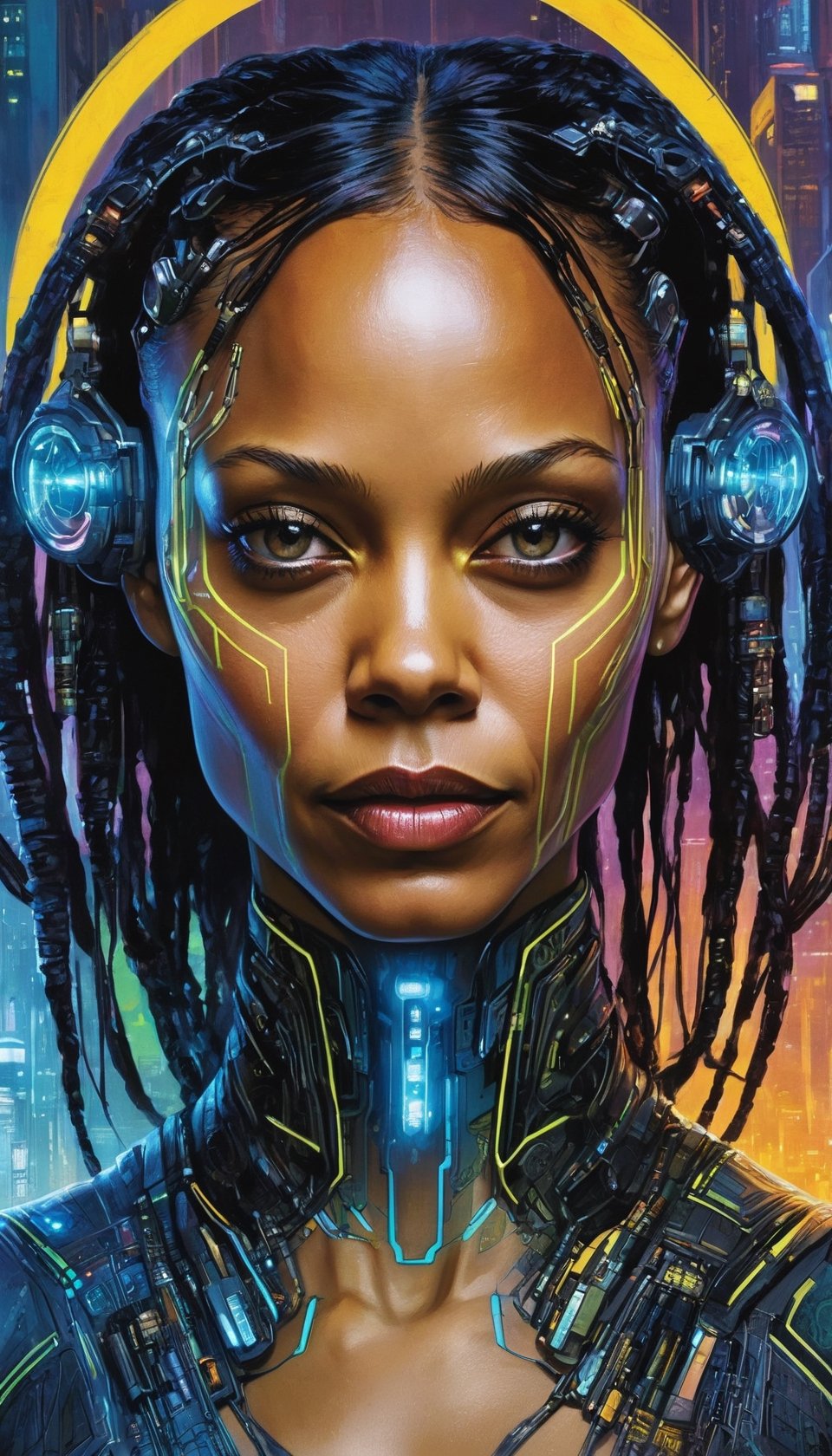Zoe Saldana's Cyberpunk Transf | image created by SimX0791 | Tensor.Art