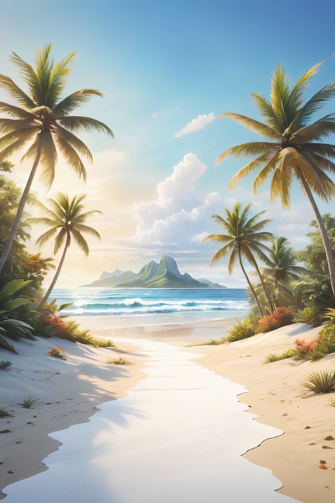 beach scene, vanishing point o | image created by BLAKAT | Tensor.Art