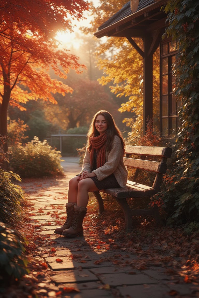 Girl in Autumn Garden | image created by miramura101 | Tensor.Art