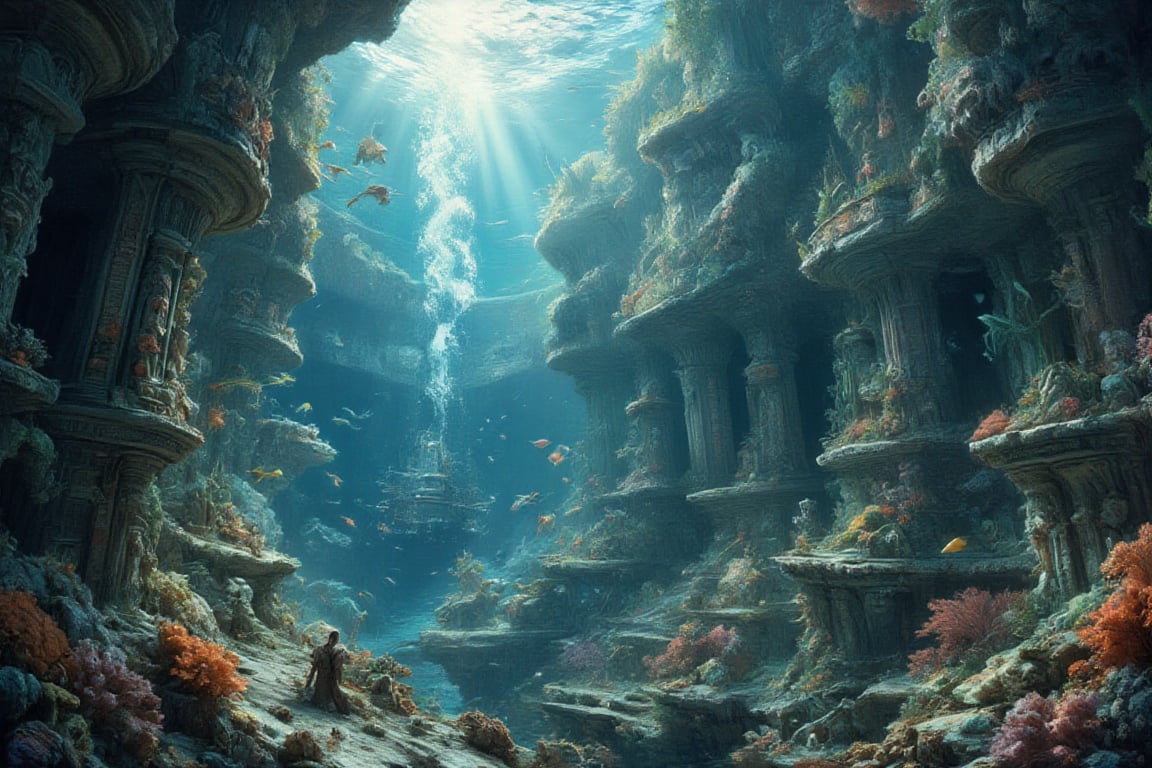 Underwater cavern and Atlantis | image created by miramura101 | Tensor.Art